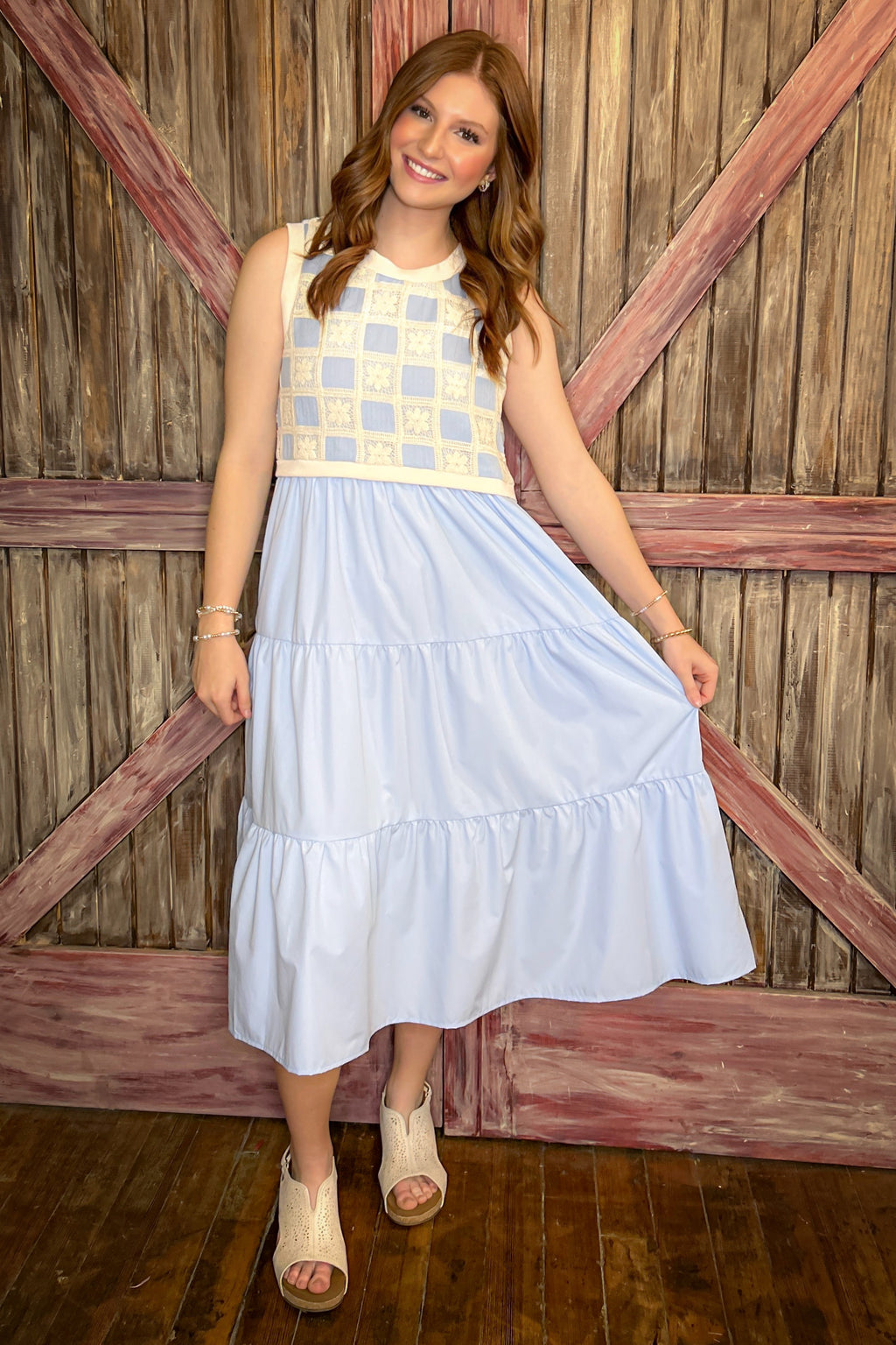 Country Charm Midi Dress In Blue – Blessings and Butterflies